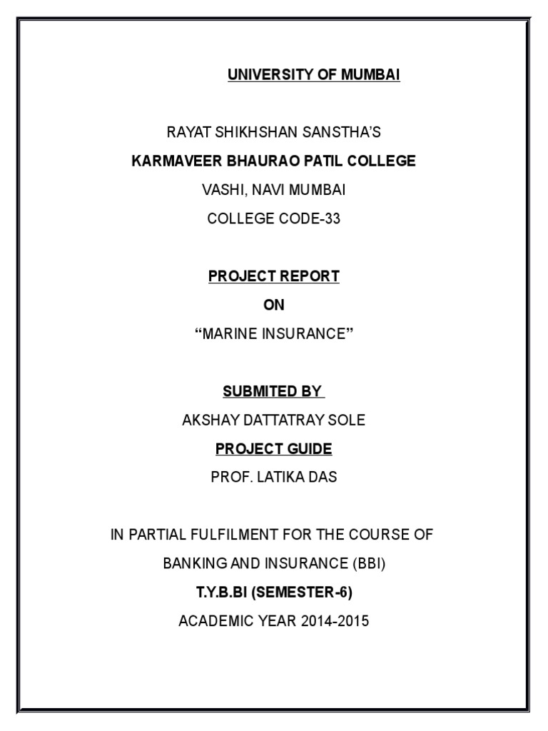 Marine Insurance Project | PDF | Cargo | Reinsurance