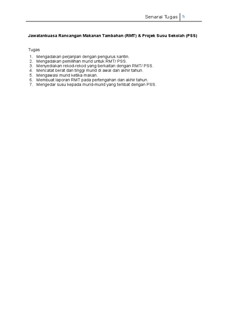 Jawatankuasa RMT | PDF | Kesehatan Holistik | Teknologi & Rekayasa