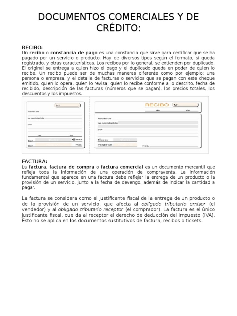 Documentos Comerciales y de Credito | Factura | Cheque