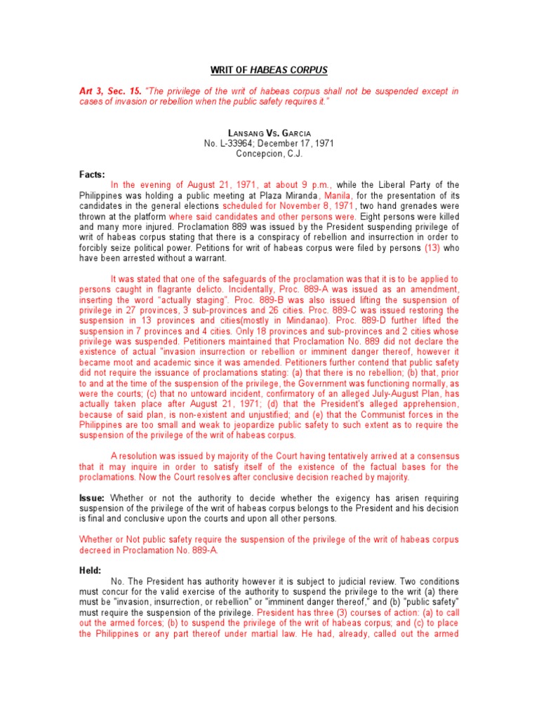 Writ of Habeas Corpus | PDF | Habeas Corpus | Writ