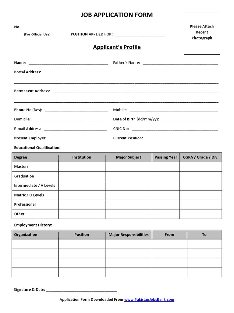 PO Box 1664 GPO Islamabad Jobs Application Form 2015 | PDF | Qualifications | Educational Stages