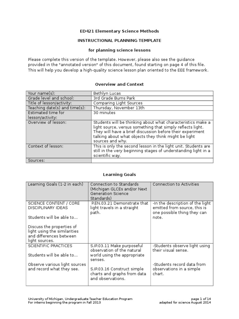 Science Lesson Plan Template | PDF | Educational Assessment | Lesson Plan