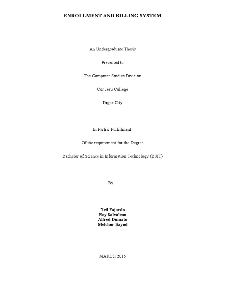EBS Enrollment and Billing System Thesis | PDF | Databases | Automation
