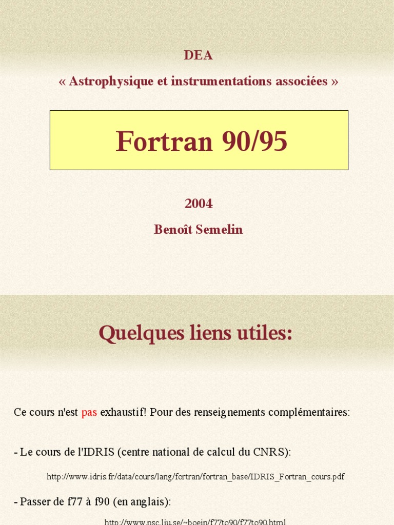 Cours f90 | PDF | Structure de contrôle | Pointeur (programmation)