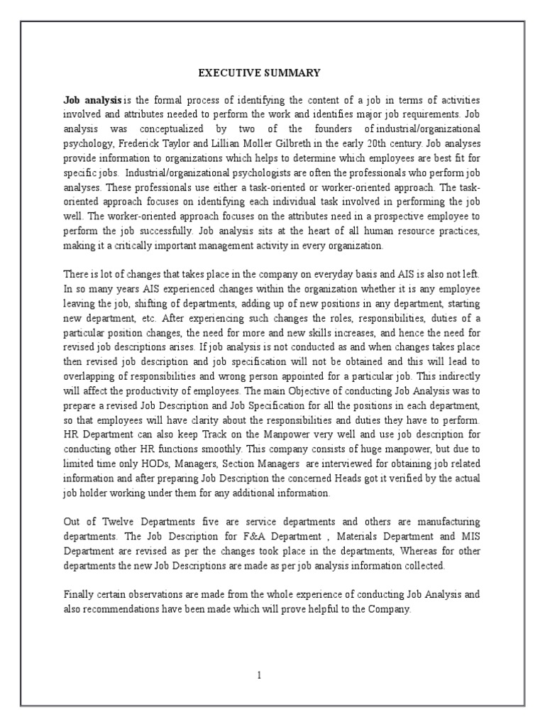 AIS Job Analysis and Organizational Structure | PDF | Human Resource ...