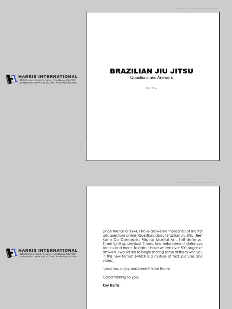 Brazilian Jiu Jitsu Q & A One PDF | PDF | Brazilian Jiu Jitsu | Sports