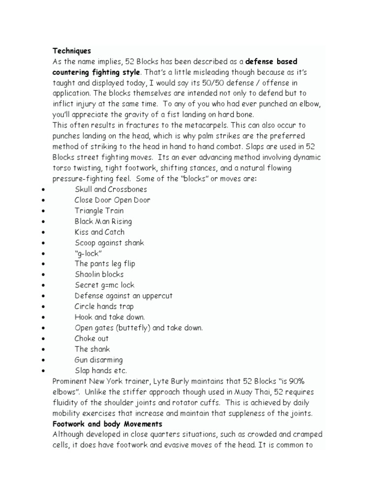 Techniques 52 Blocks | PDF | Brazilian Jiu Jitsu | Mixed Martial Arts