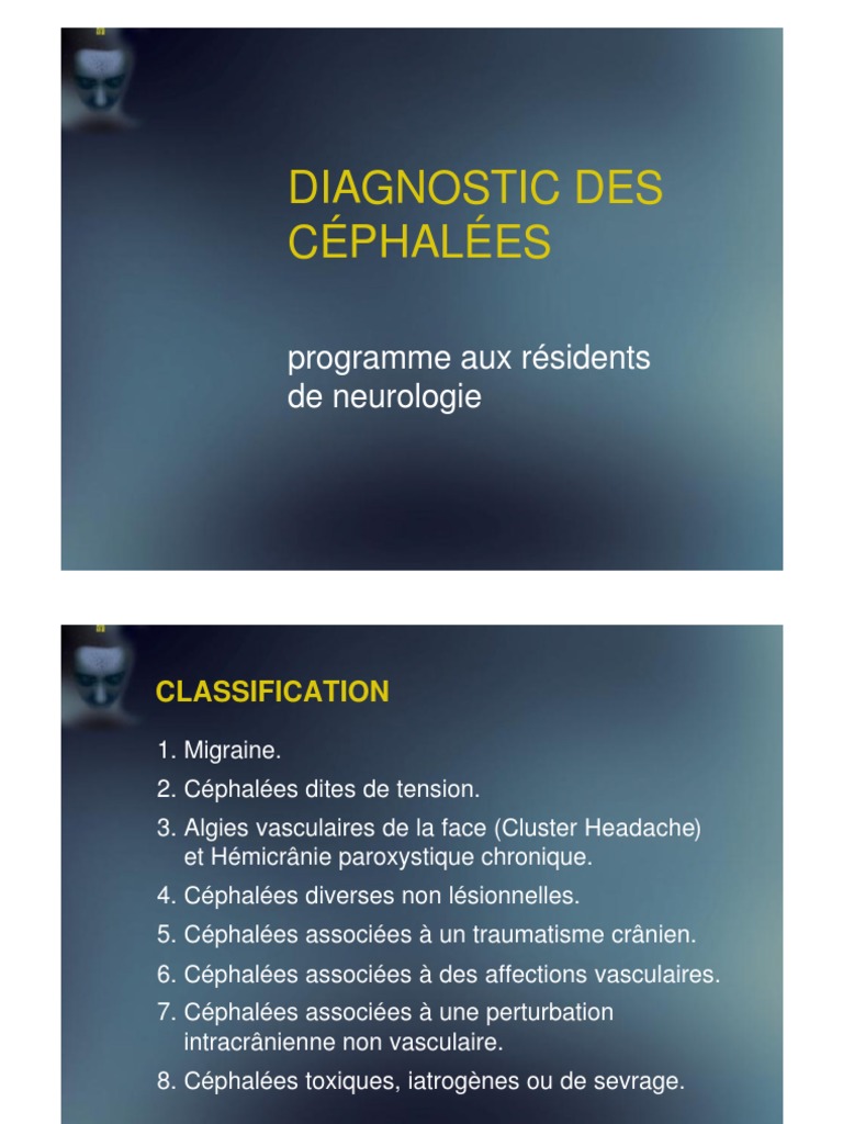 Diagnostic. DES CEPHALEE PDF | PDF | Migraine | Céphalée