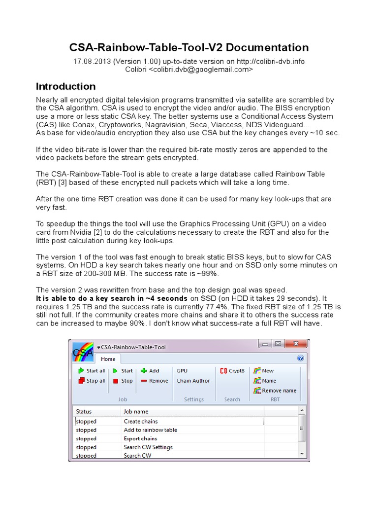 CSA Rainbow Table Tool V2 Documentation V1.00 | PDF | Graphics Processing Unit | Solid State Drive