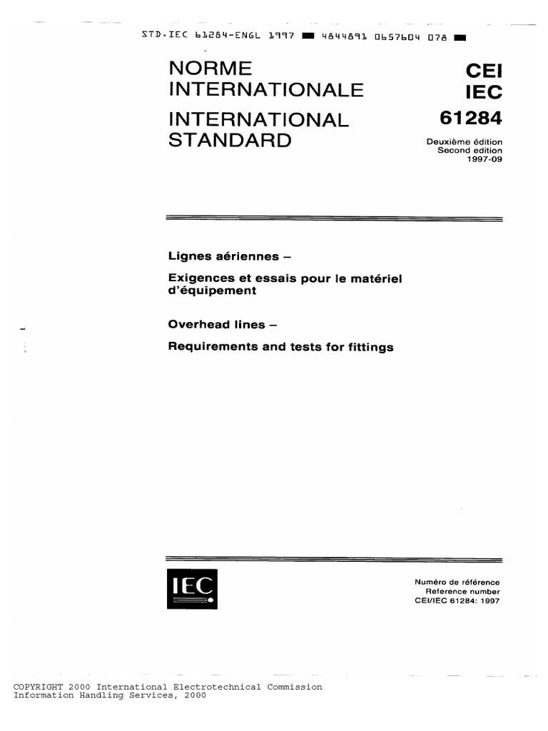 IEC 61284 1997 09 Requerimientos y Pruebas para Herrajes | PDF ...