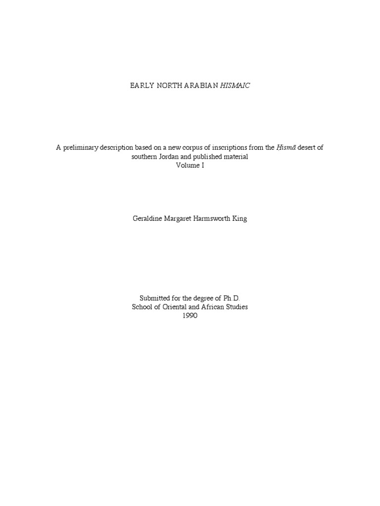Early North Arabian Hismaic Inscriptions | PDF | Shape | Epigraphy
