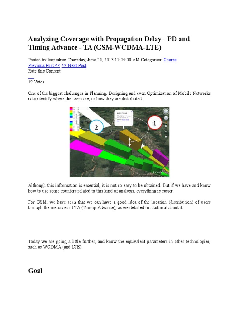 Analyzing Coverage With Propagation Delay-PD and Timing Advance - TA - GSM-WCDMA-LTE | PDF | 3 G ...