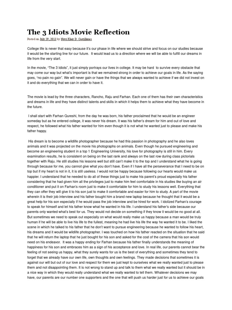3 Idiots Review | PDF | Leisure