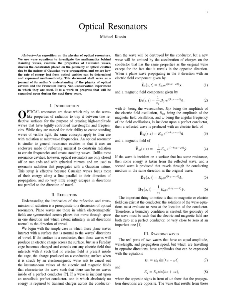 Understanding Optical Resonators: An In-Depth Examination of Gaussian ...