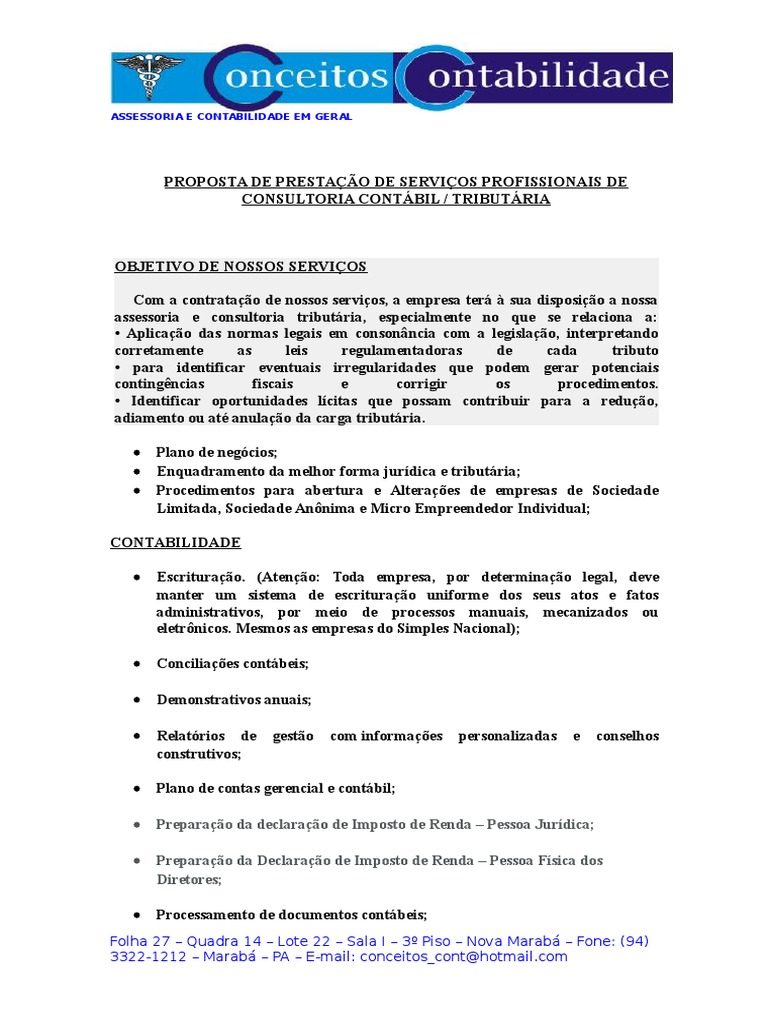Proposta de Assessoria e Consultoria Contábil | Escrituração contábil ...