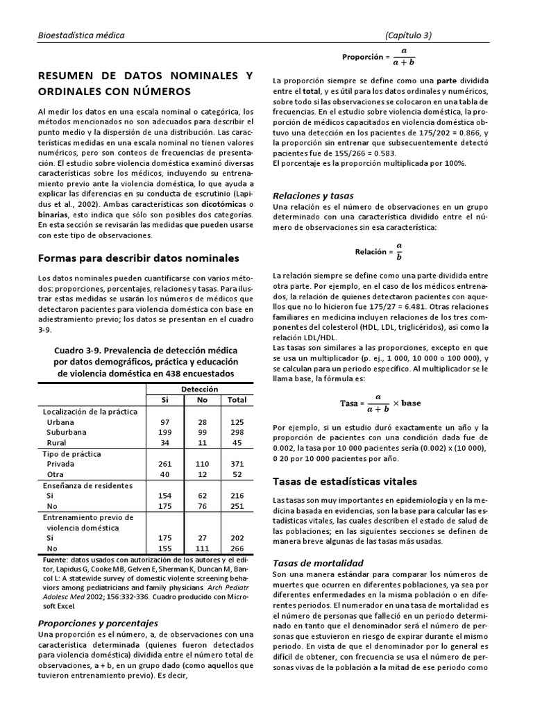 ESTADISTICA - Resumen de Datos Nominales y Ordinales Con Numeros | PDF ...