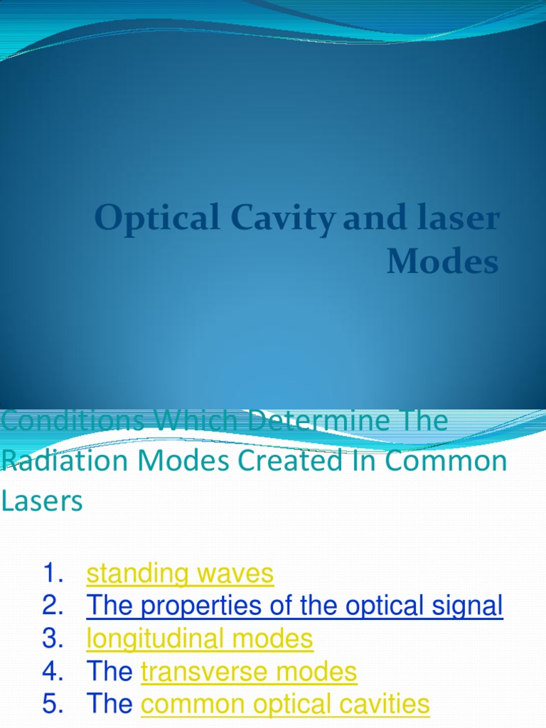 Optical Cavity Modes and Laser Frequencies | PDF | Spectral Line | Laser