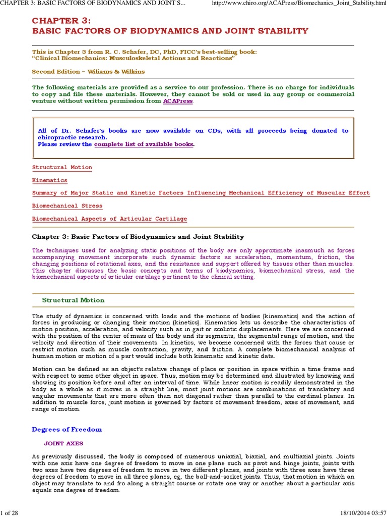 Joint Stability and Biodynamics Factors | PDF | Velocity | Rotation ...