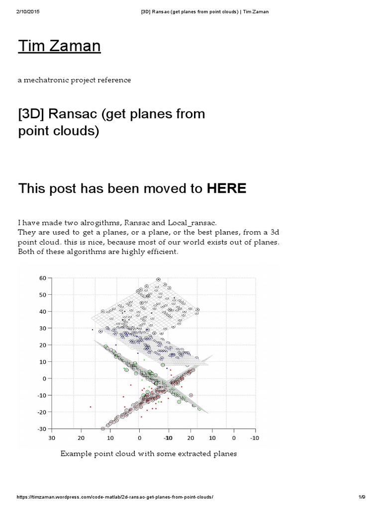 (3D) Ransac (Get Planes From Point Clouds) - Tim Zaman | PDF | Algorithms | Applied Mathematics