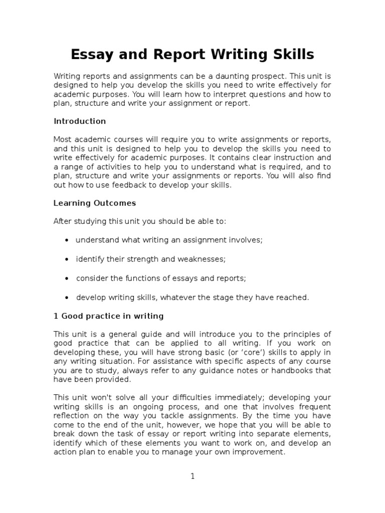 Essay and Report Writing Skills | PDF | Essays | Understanding