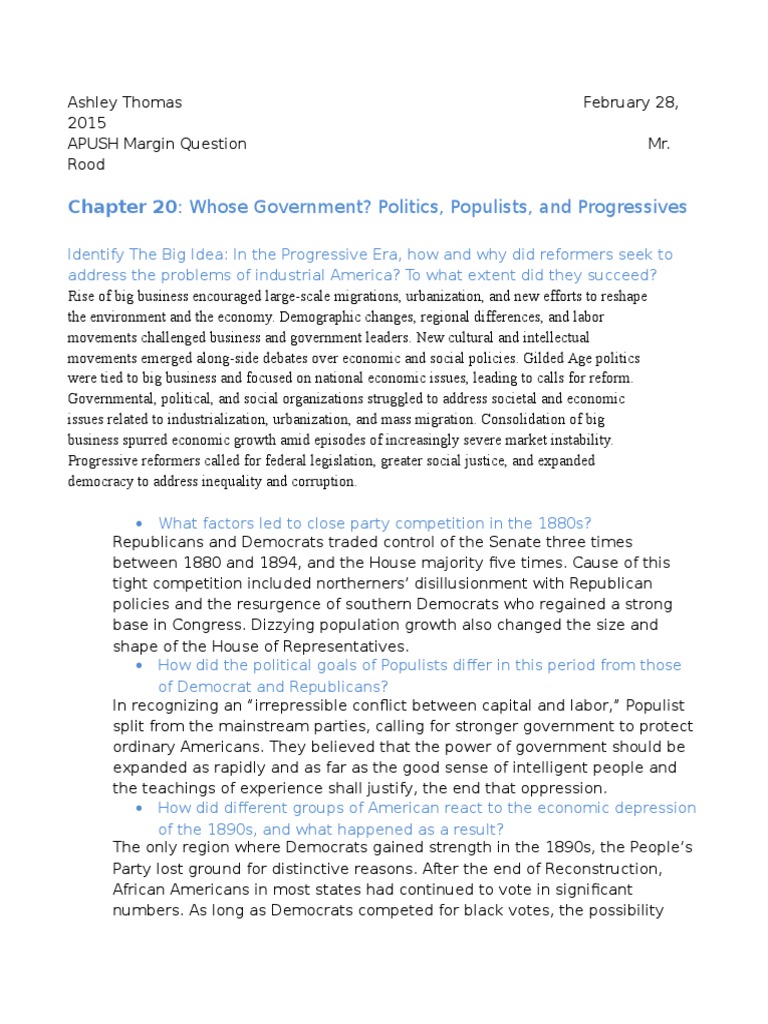 APUSH Progressive Era Reformers | PDF | Democratic Party (United States ...