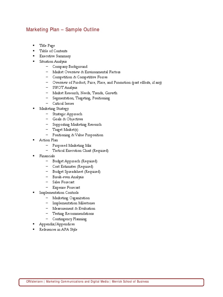 Marketing Plan Framework | PDF