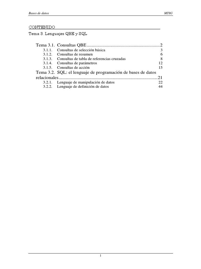 QBE | PDF | SQL | Tabla (base de datos)