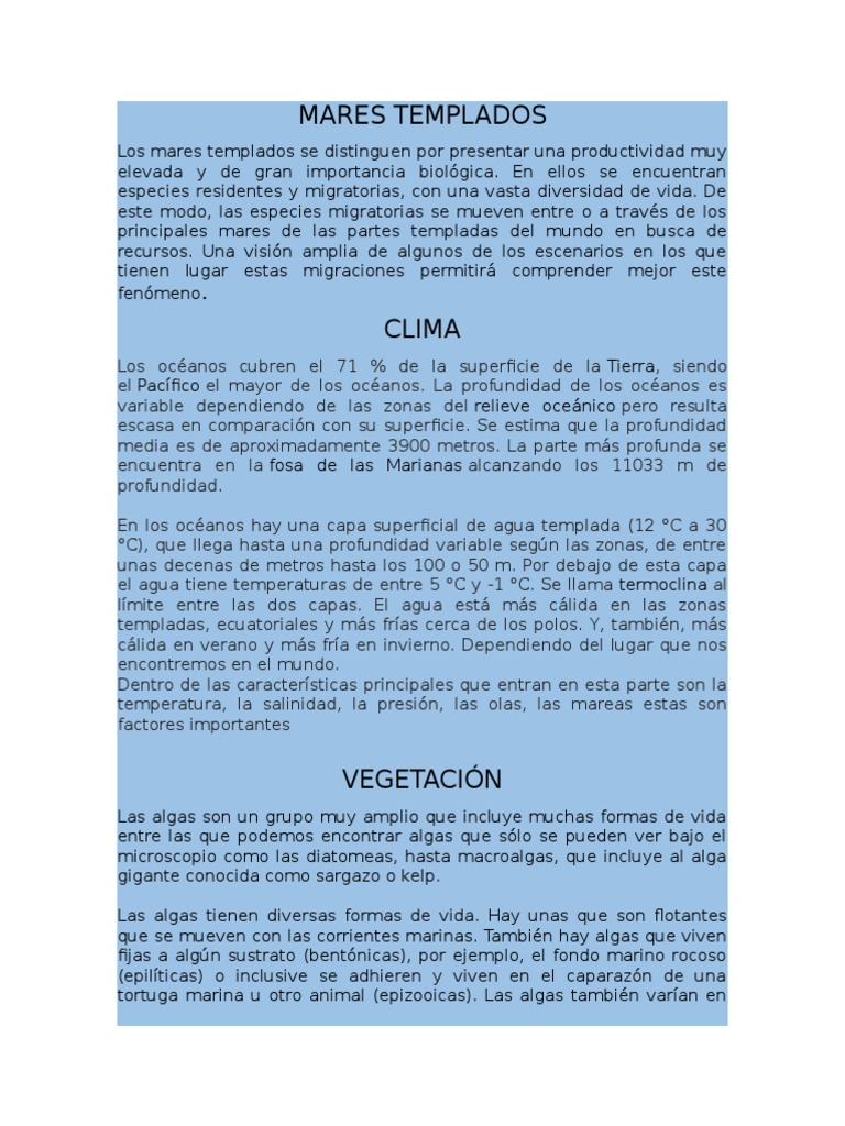 Características de los Mares Templados | PDF | Océanos | océano Atlántico