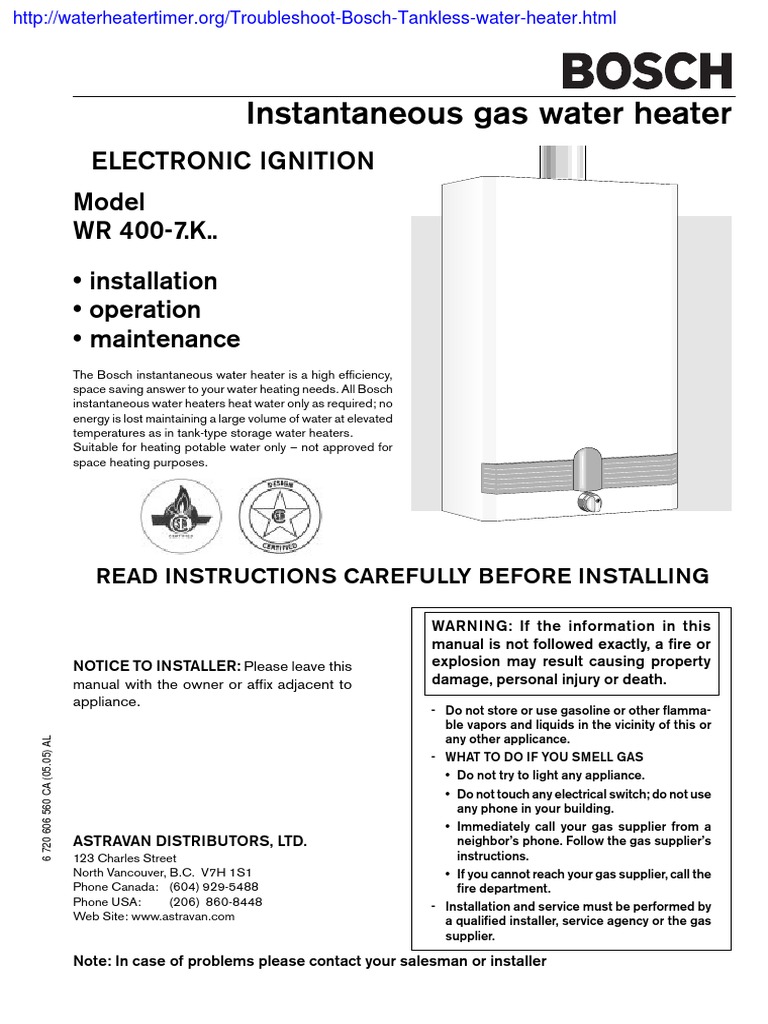 Bosch WR400 7 PDF | Download Free PDF | Water Heating | Tap (Valve)