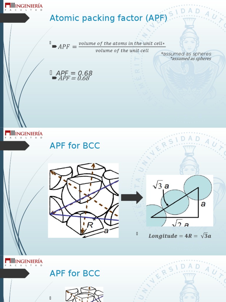 Atomic Packing Factor (APF) | PDF | Science & Mathematics