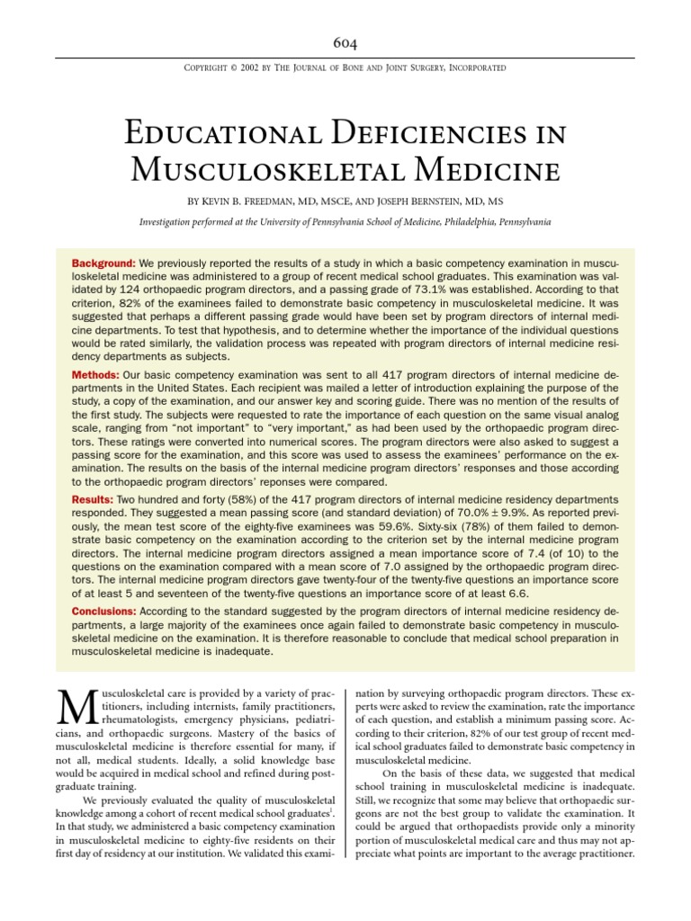 Educational Deficiencies in MSK Medicine 2014 | PDF | Medical School ...