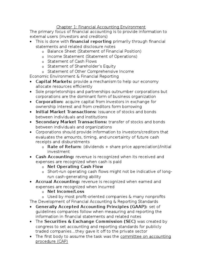 Chapter 1 & 2 Review - Intermediate Accounting 7th Edition | PDF ...