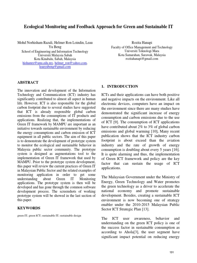 Green And Sustainable It Pdf Personal Computers Sustainability