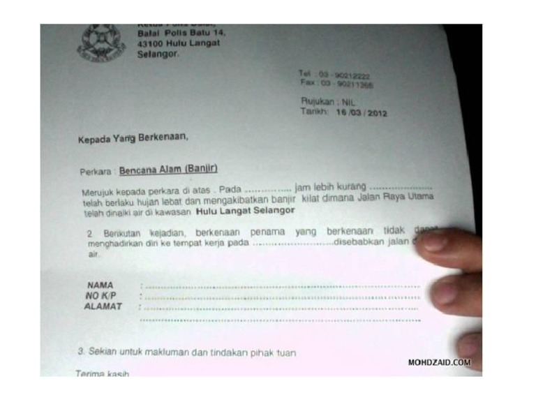 Contoh Surat Banjir | PDF