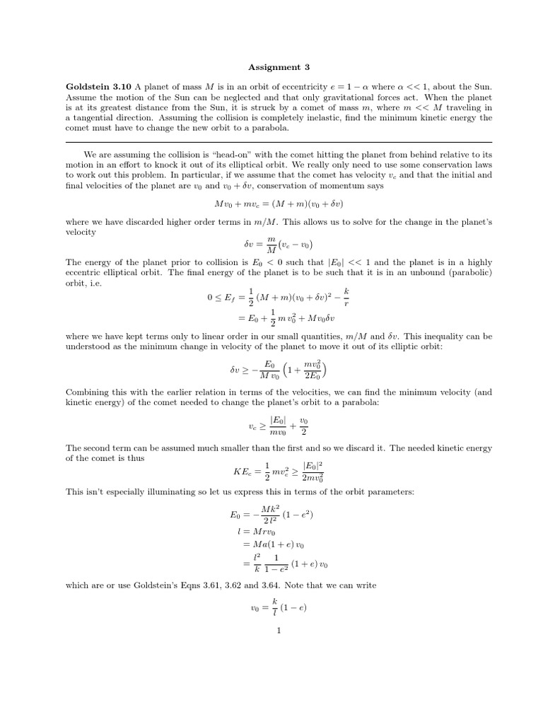 HW 3 CM | PDF | Orbit | Lagrangian Mechanics