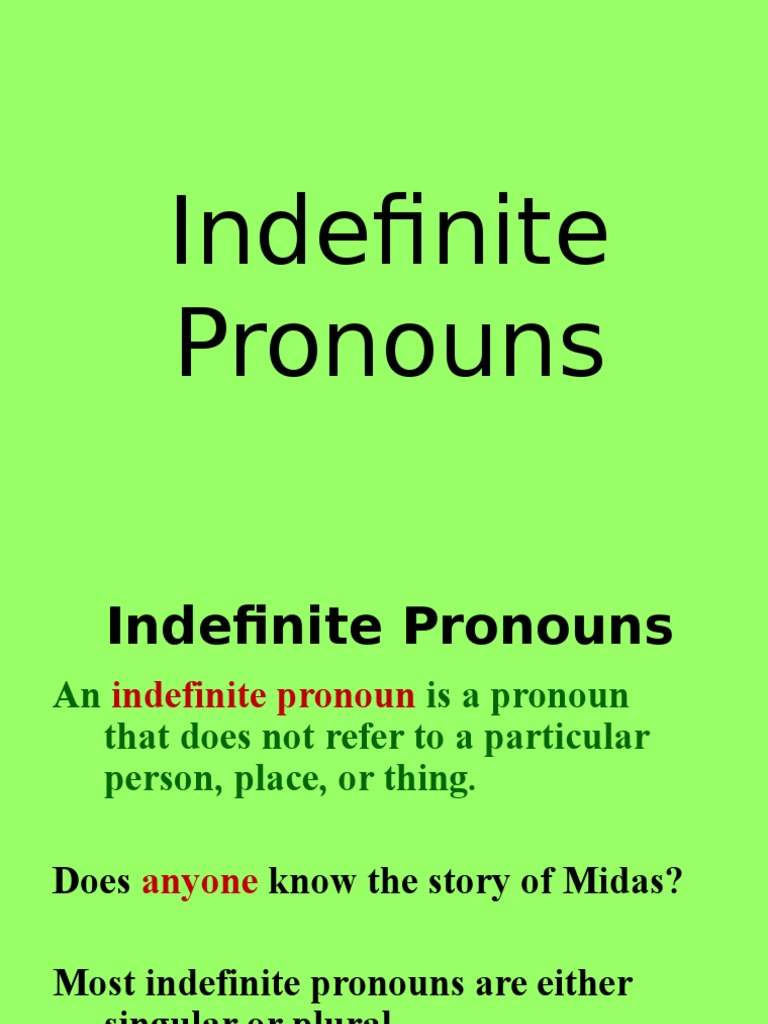 Indefinite Pronouns Powerpoint | Download Free PDF | Pronoun ...