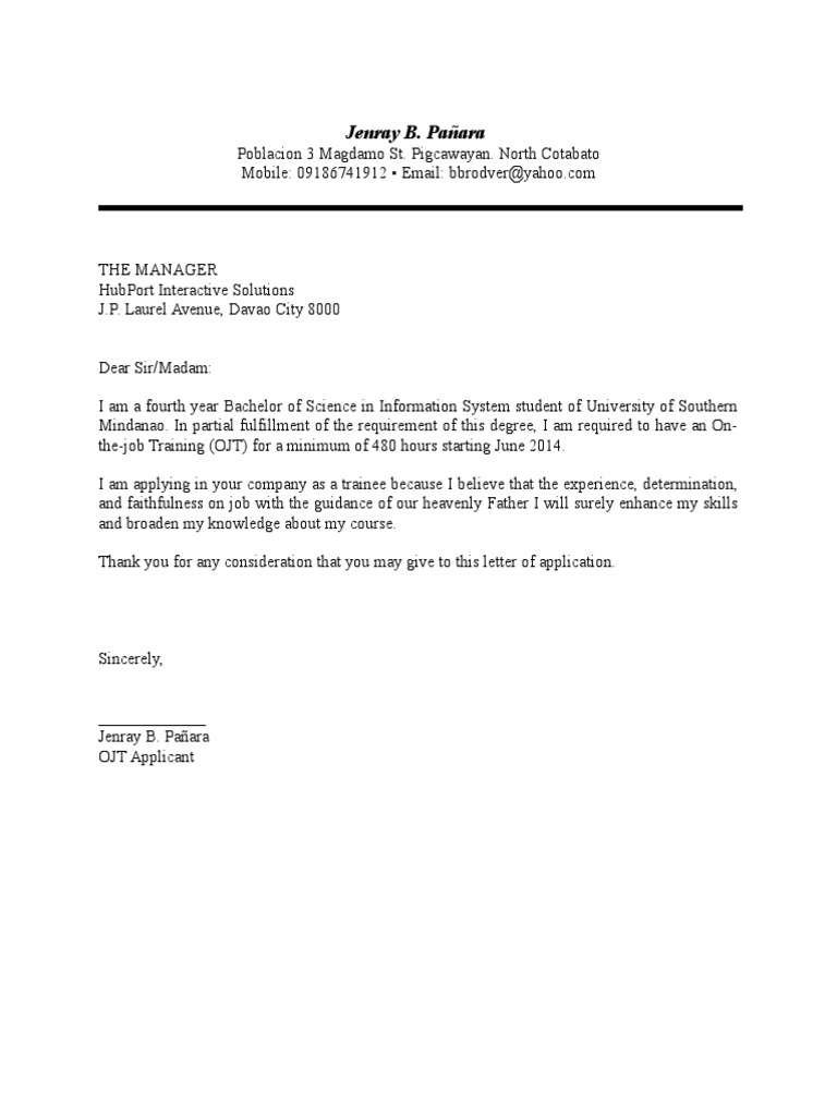 Application Letter | PDF | Bachelor's Degree | Academia