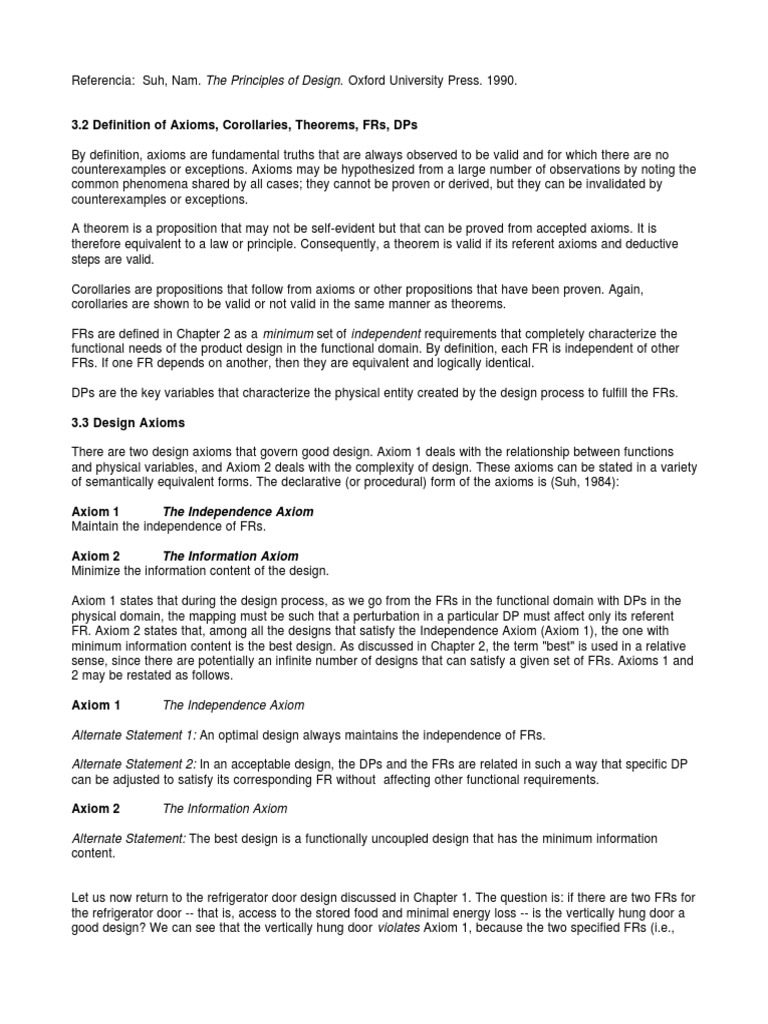 Design Axioms Corollaries | PDF | Axiom | Theorem