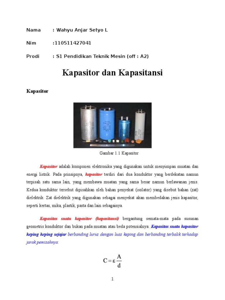 Kapasitor Dan Kapasitansi | PDF
