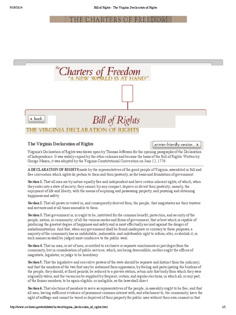 Bill of Rights - The Virginia Declaration of Rights | PDF | Justice ...