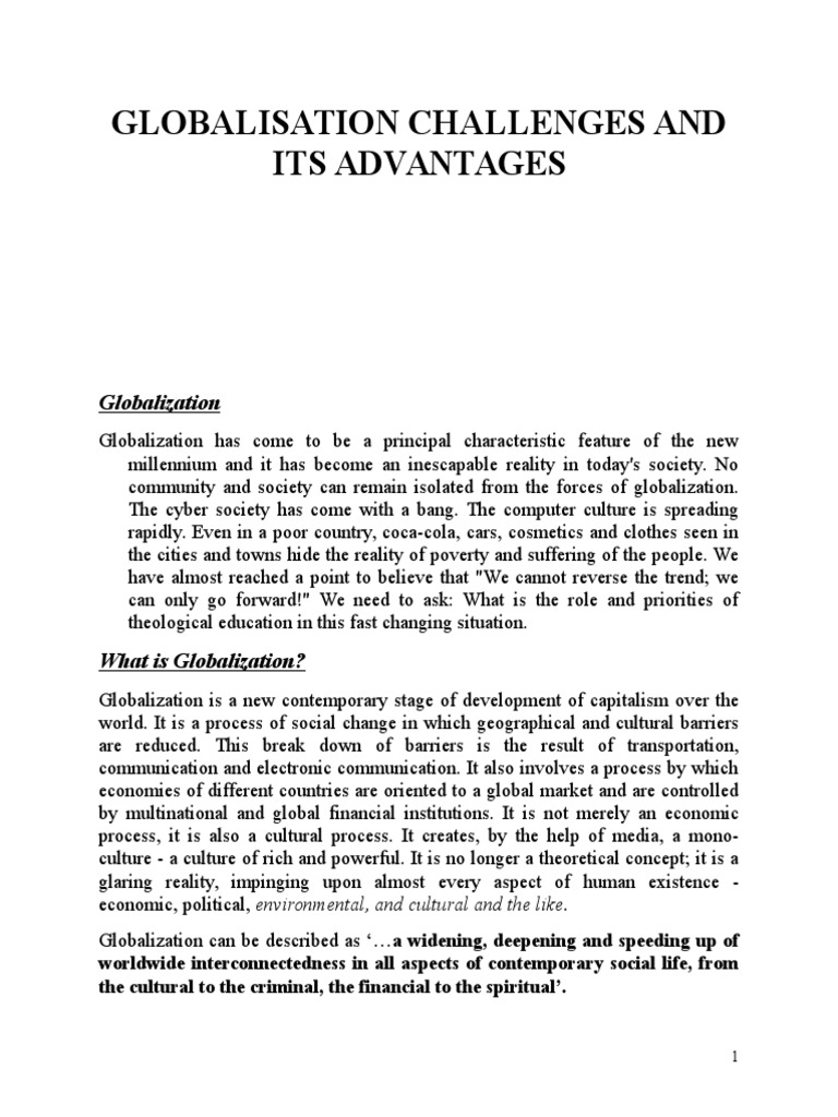 Globalization Challenges and Its Advantages | PDF | Globalization ...