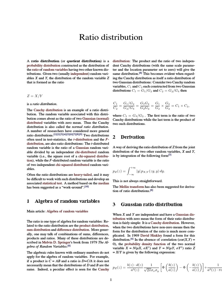 Ratio Distribution | PDF | Probability Theory | Statistics