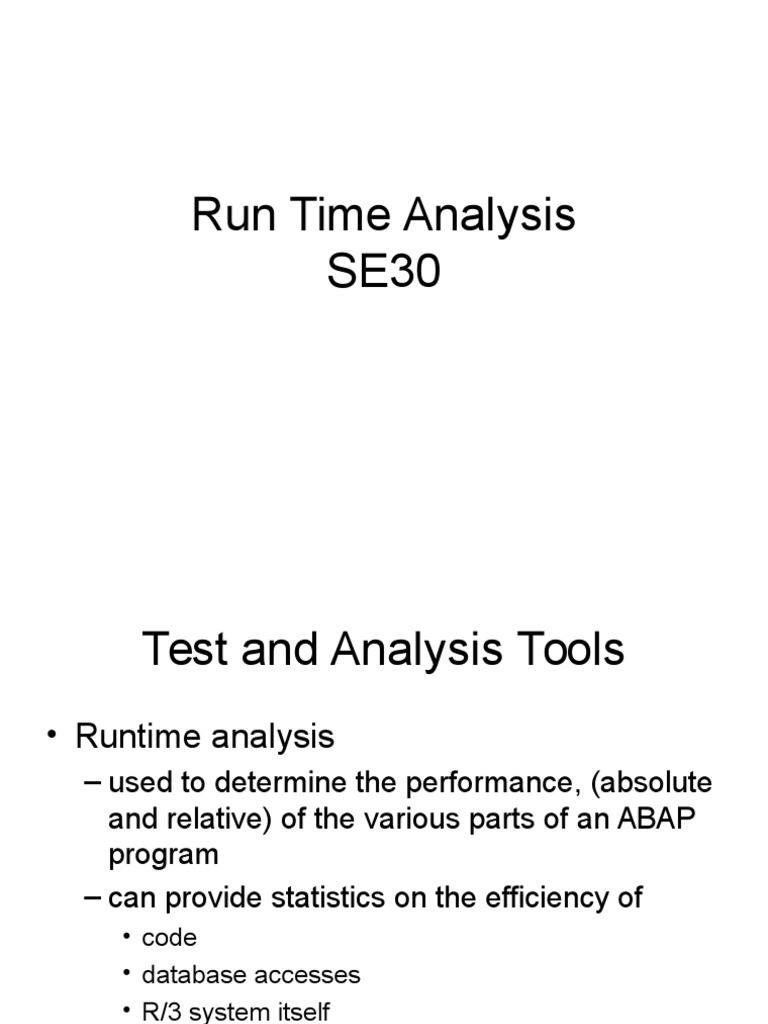 ABAP Program Runtime Performance Analysis | PDF