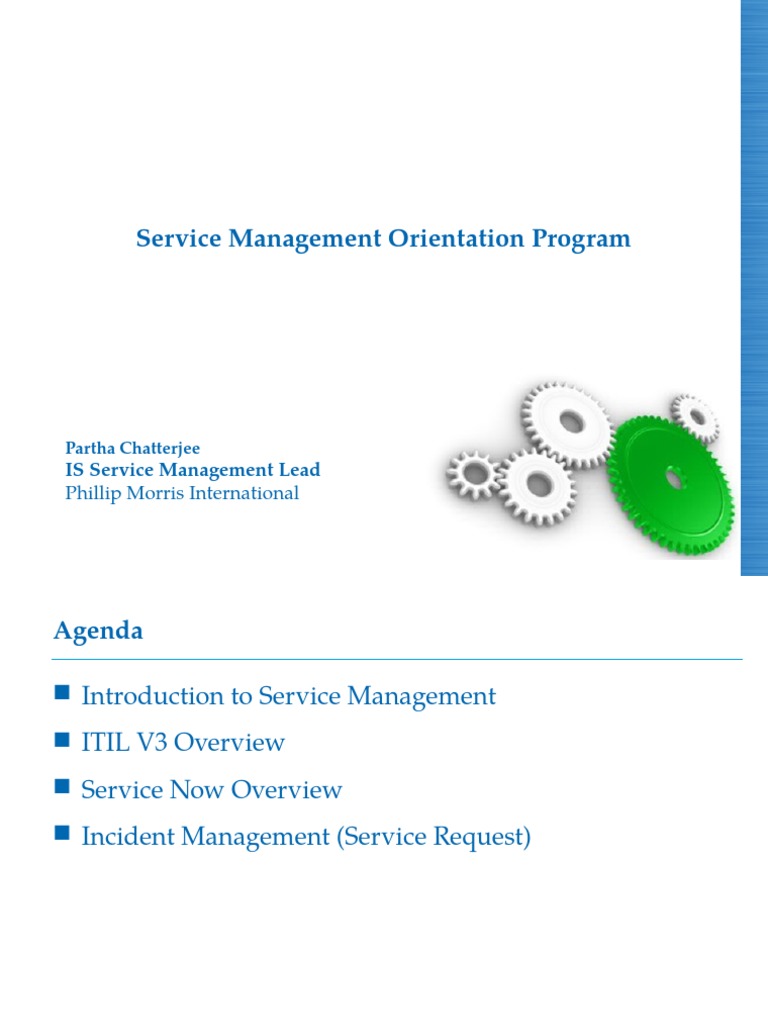 Service Management Orientation Program.ppt | Itil | Service Level Agreement
