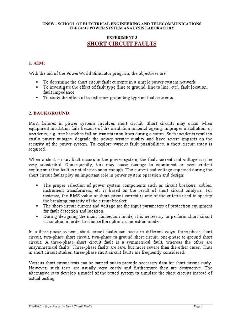 UNSW - ELECTRICAL ENGINEERING AND TELECOMMUNICATIONS POWER SYSTEM ...