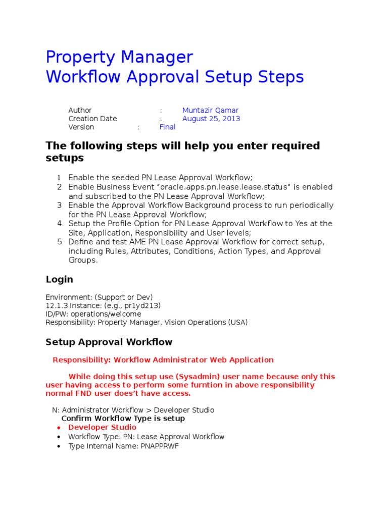 Lease Approval Workflow Setup Guide | PDF | Subscription Business Model ...