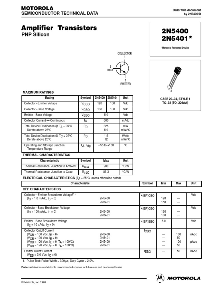 2n5401.pdf | Transistor | Bipolar Junction Transistor