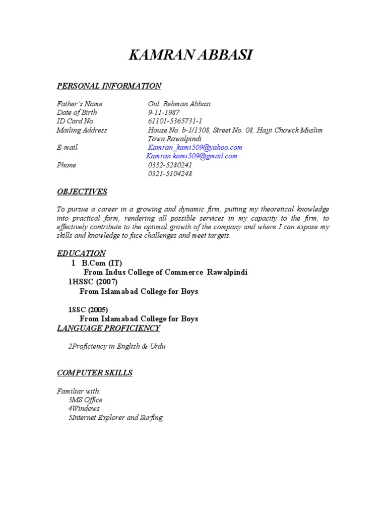 Kamran Abbasi CV | PDF
