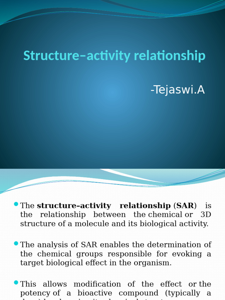 Structure-Activity Relationship | PDF | Biological Activity | Metabolism