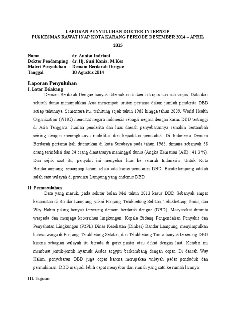 Laporan Penyuluhan DBD | PDF